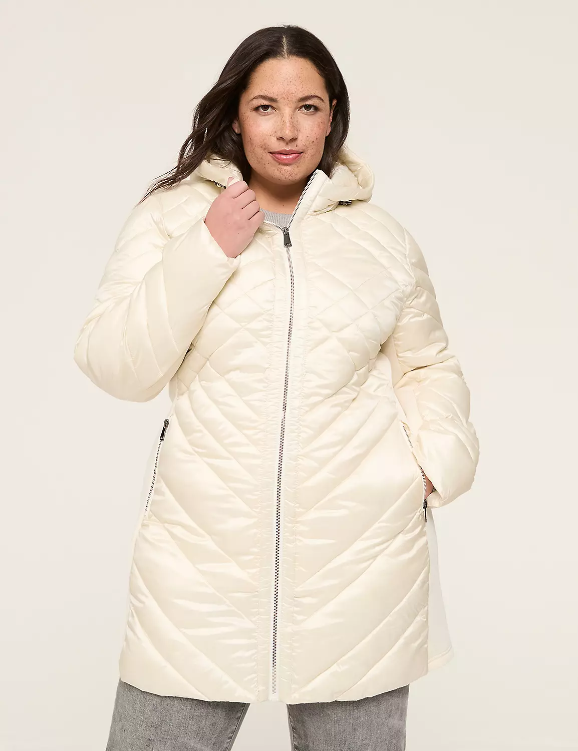 Plus Size Cream Puffer Jacket – Warmth Meets Curve Style
