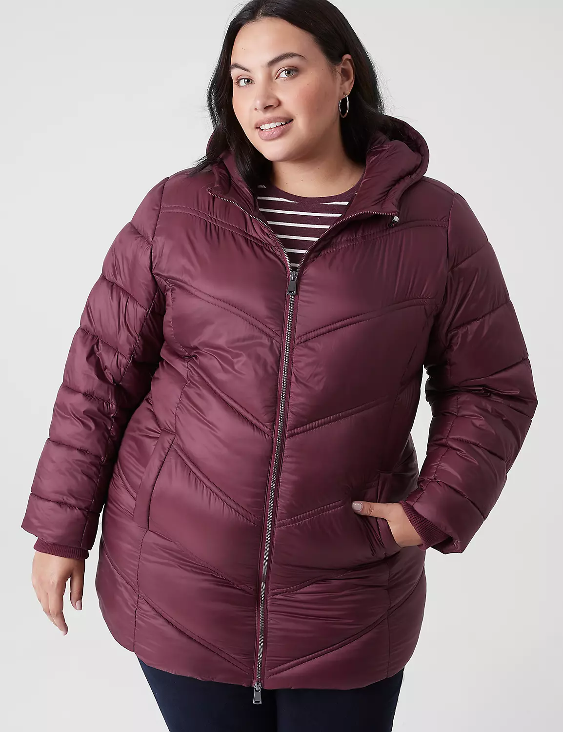 Plus Size Maroon Puffer Jacket – Bold Color. Zero Compromise.