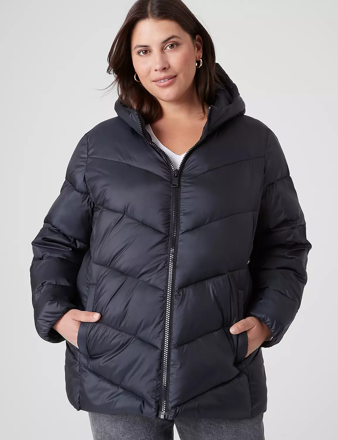 Plus Size Puffer Jacket With Hood - Free Shipping UK