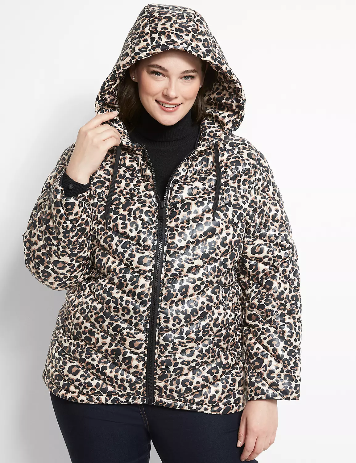 Plus Size Leopard Print Puffer Jacket - Fierce & Flattering