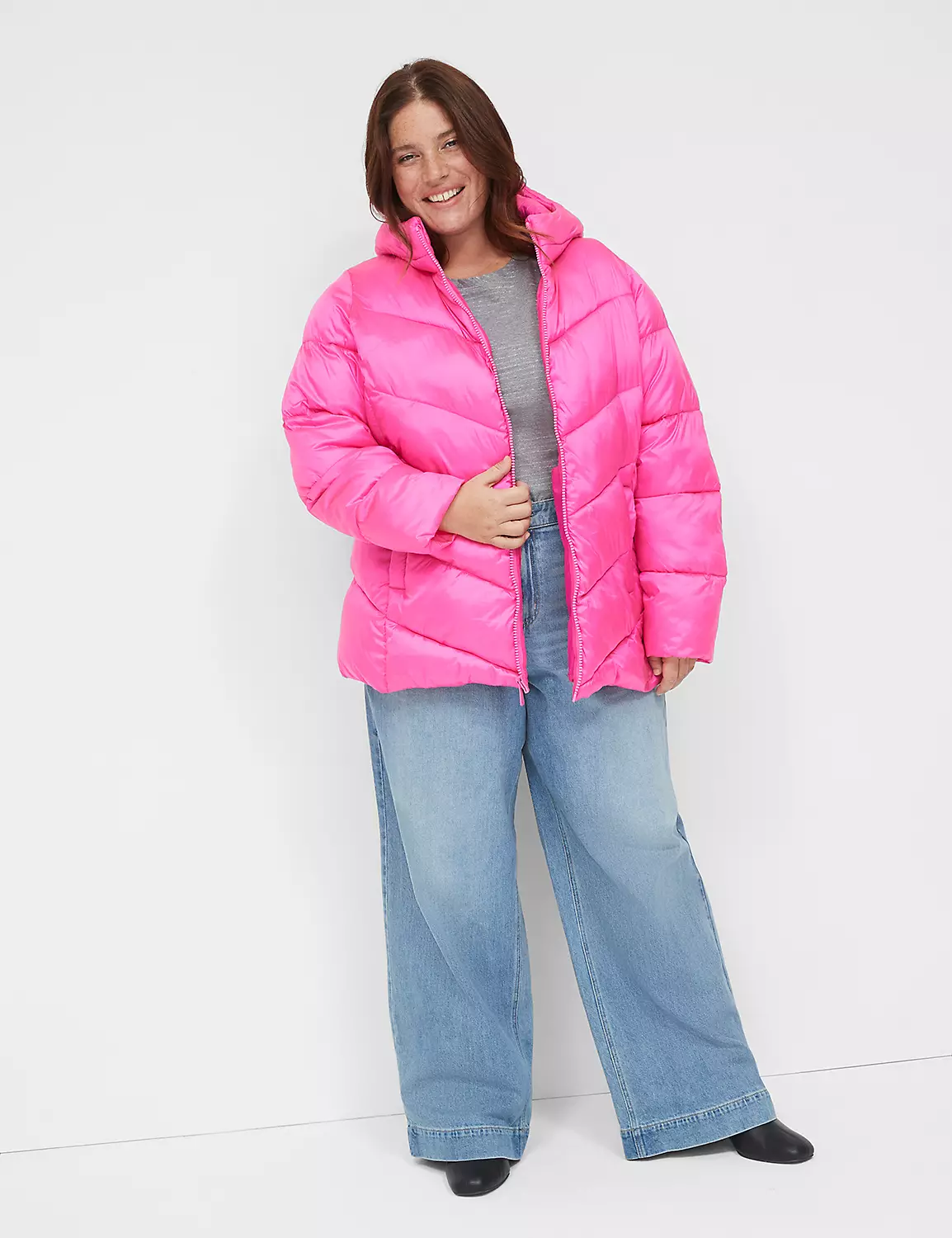 Plus Size Pink Puffer Jacket – Bold, Bright & Ready to Slay Winter